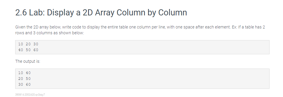 Solved // Lab: Display a 2D Array Column by Column #include | Chegg.com