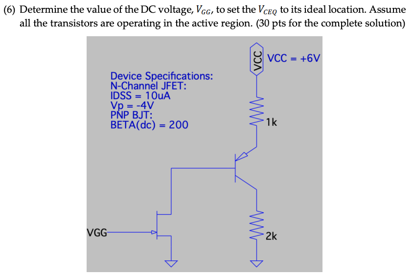 Solved (6) Determine the value of the DC voltage, Vog, to | Chegg.com
