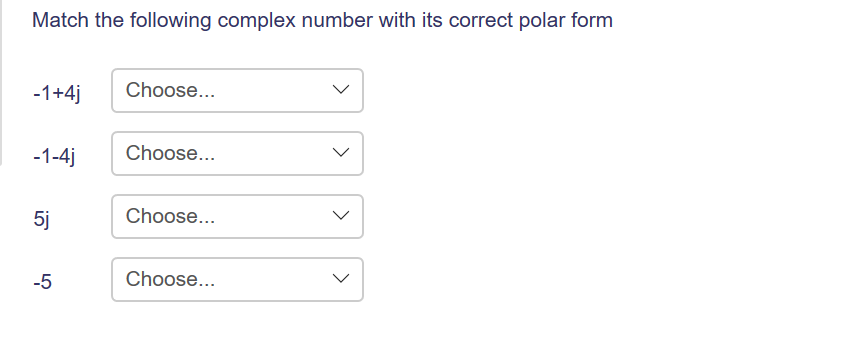 Solved Match the following complex number with its correct | Chegg.com