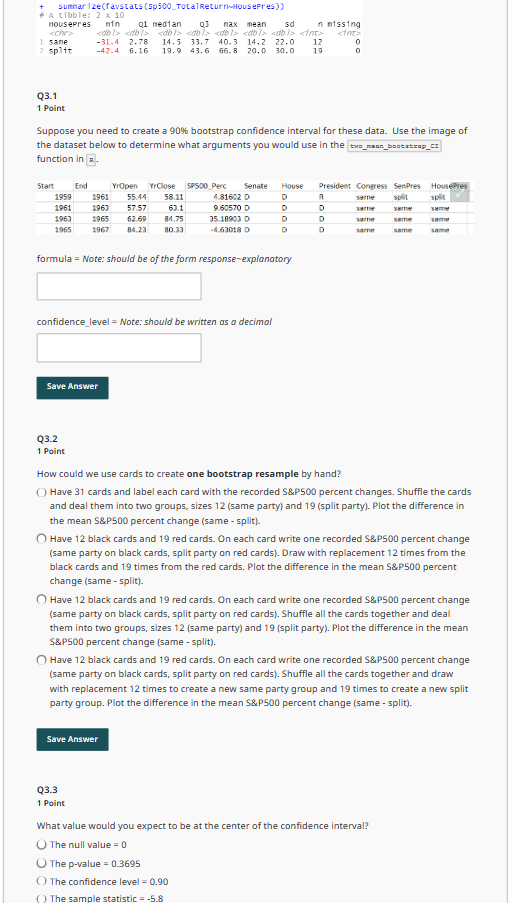 Solved sunnarize(favstats(5p500_Totalketurnwhousepres))A. | Chegg.com