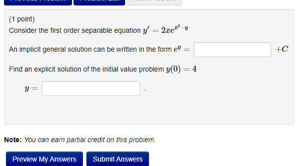 Solved 1 Point Consider The First Order Separable Equation