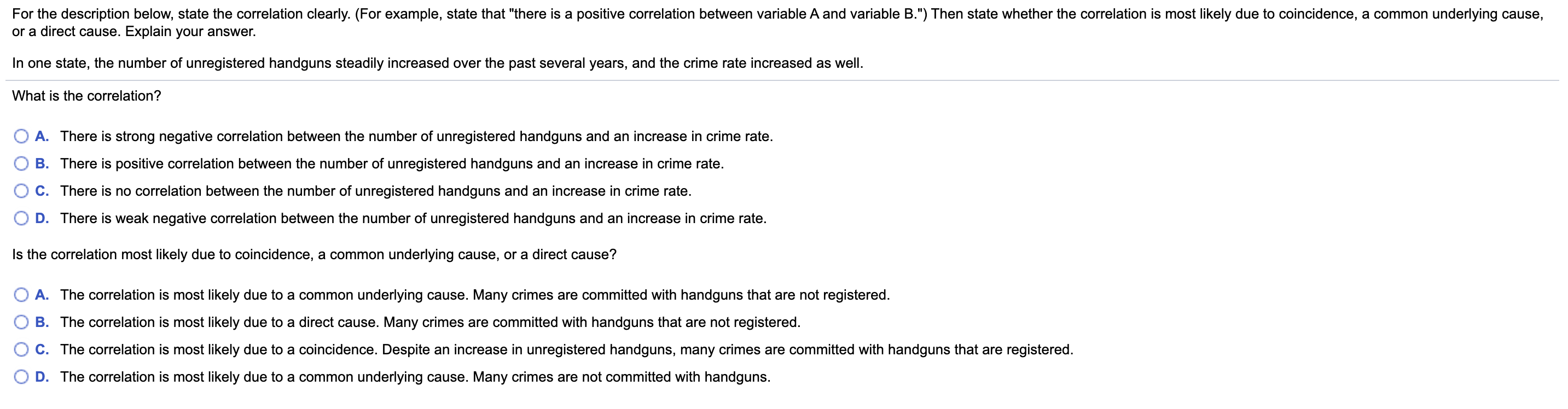Solved For the description below, state the correlation | Chegg.com