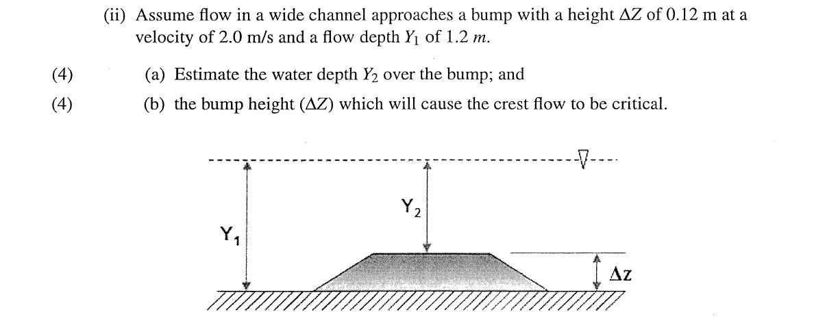 Solved ii) Assume flow in a wide channel approaches a bump | Chegg.com
