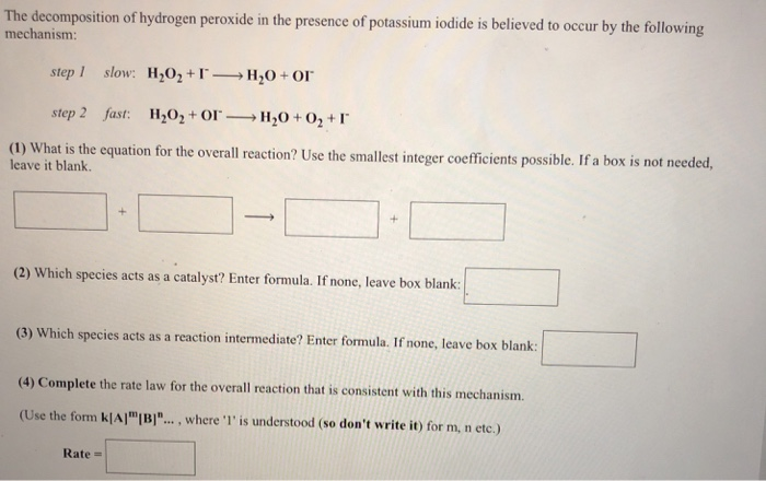 Solved The decomposition of hydrogen peroxide in the | Chegg.com