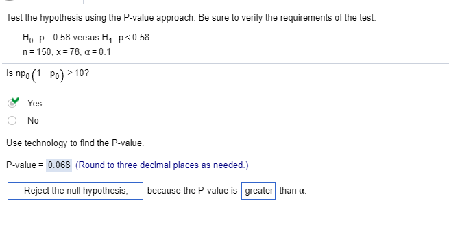 Solved The boxes are (Reject the null hypothesis, Do not | Chegg.com