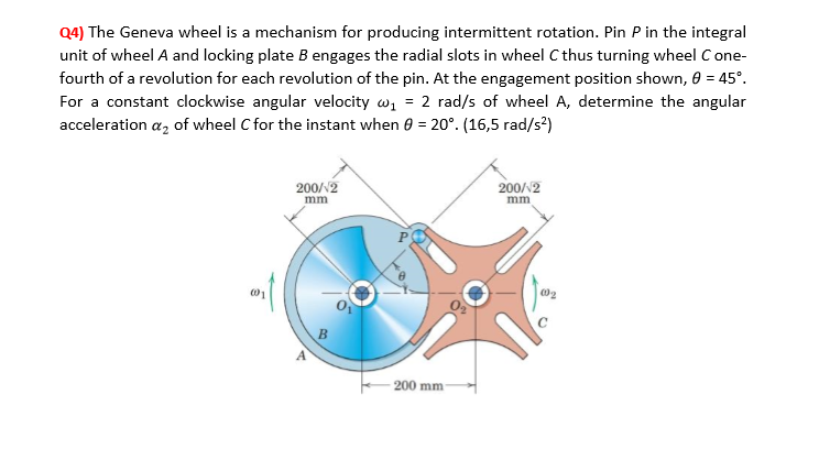 Solved Q4) The Geneva wheel is a mechanism for producing | Chegg.com