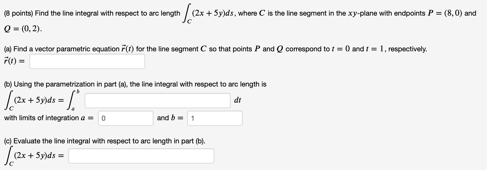 Solved Find the line integral with respect to arc length | Chegg.com