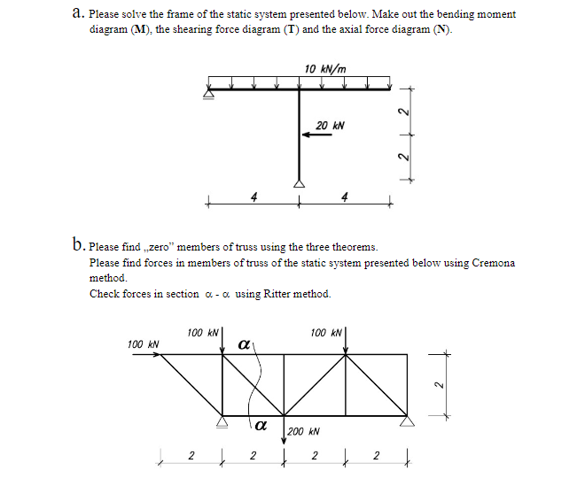 Solved a. Please solve the frame of the static system | Chegg.com
