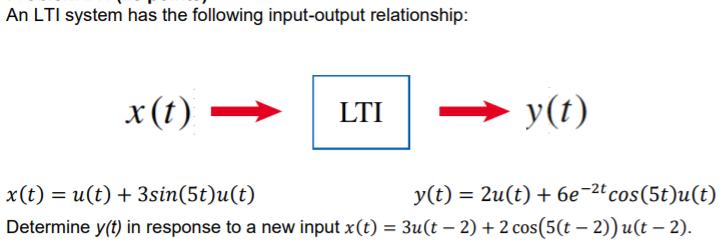 Solved An LTI system has the following input-output | Chegg.com