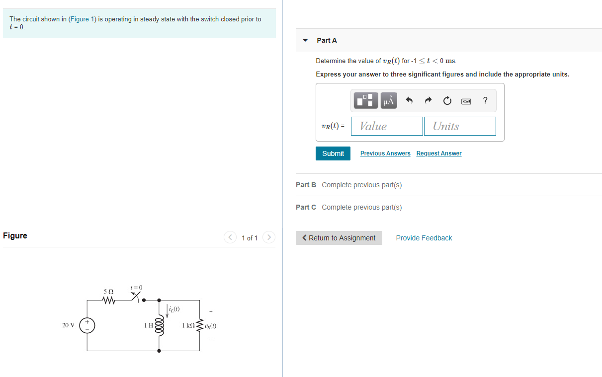 Solved The circuit shown in (Figure 1) is operating in | Chegg.com