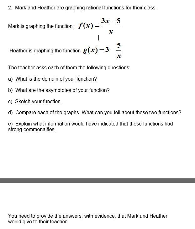 Solved 2. Mark and Heather are graphing rational functions | Chegg.com