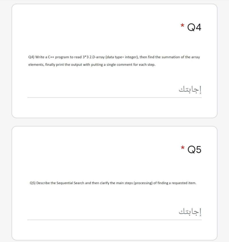 Solved * Q4 Q4) Write a C++ program to read 3*3 2.D-array | Chegg.com