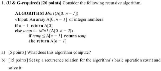 Solved 1. (U & G-required) 120 pointsl Consider the | Chegg.com
