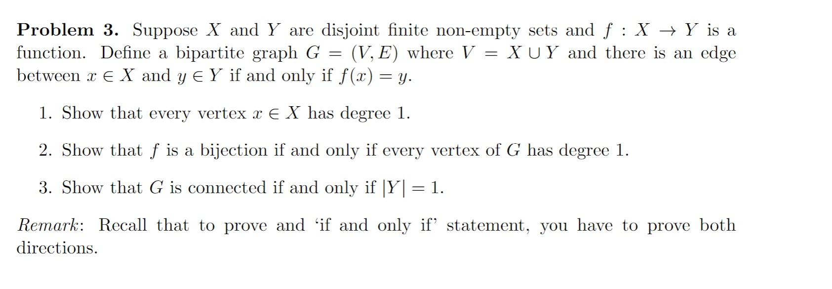 Solved Problem 3. Suppose X and Y are disjoint finite | Chegg.com