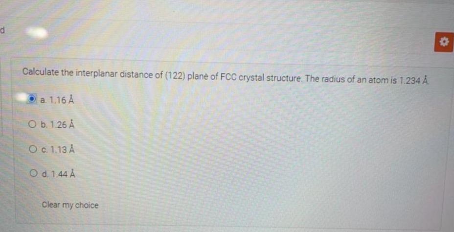 Solved d Calculate the interplanar distance of (122) planè | Chegg.com