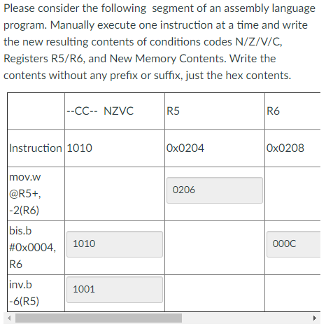 Solved Please consider the following segment of an assembly | Chegg.com