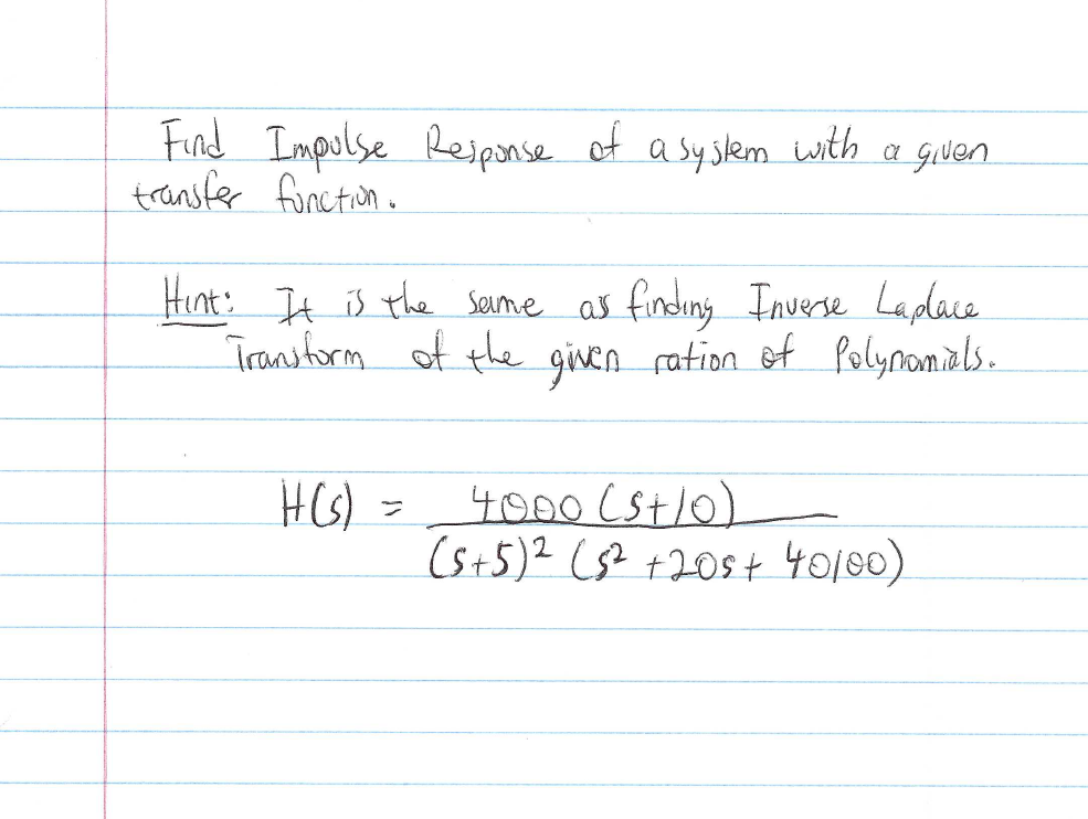 Solved Find Impulse Response of a system with a given | Chegg.com