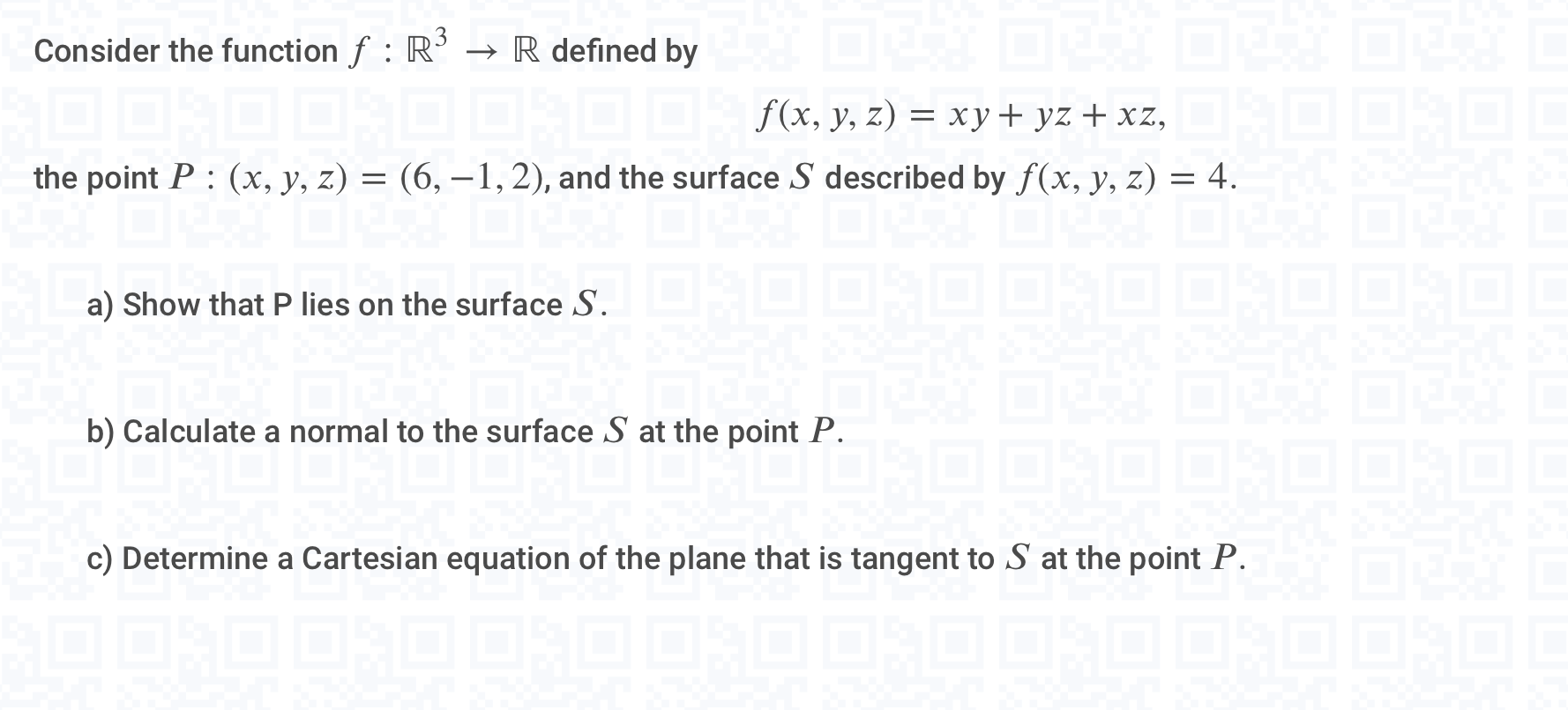 Solved Consider the function f:R3→R defined by | Chegg.com