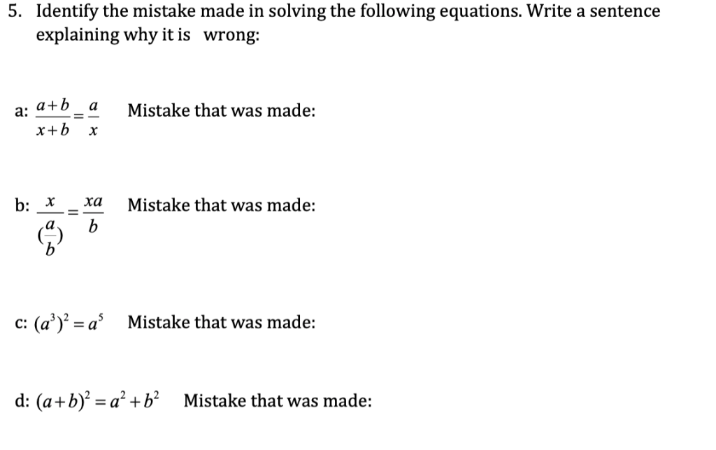 Solved 5. Identify the mistake made in solving the following | Chegg.com