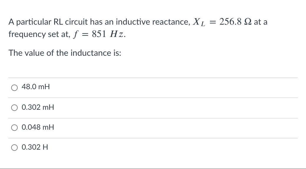 Solved A particular RL circuit has an inductive reactance, | Chegg.com
