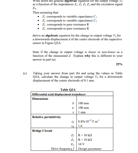 Solved 03. Figure Q3A shows a capacitive differential axial | Chegg.com