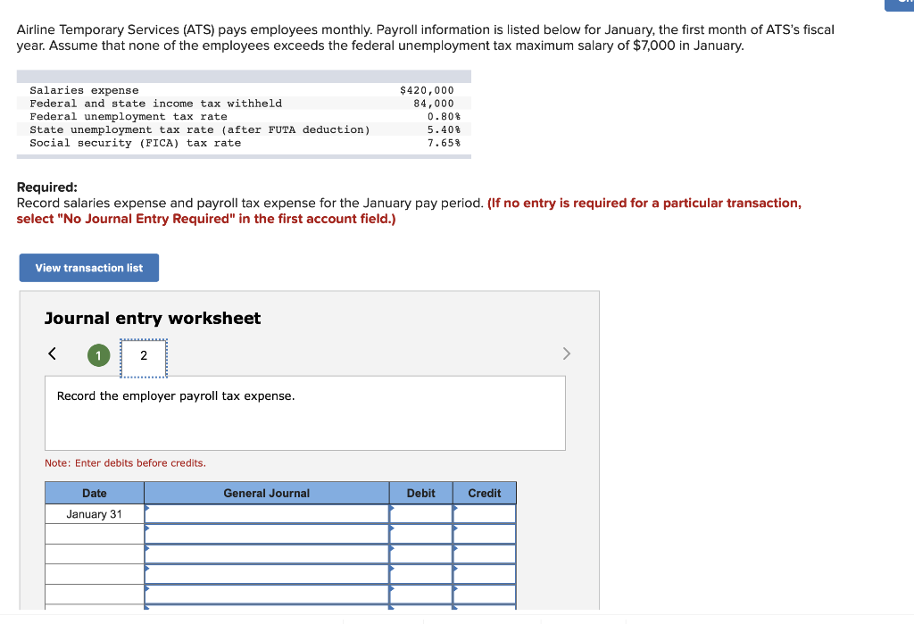 Solved Airline Temporary Services (ATS) pays employees | Chegg.com