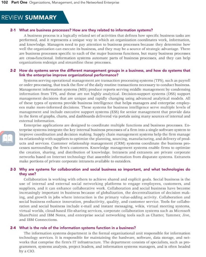 Solved 102 Part One Organizations, Management, and the | Chegg.com