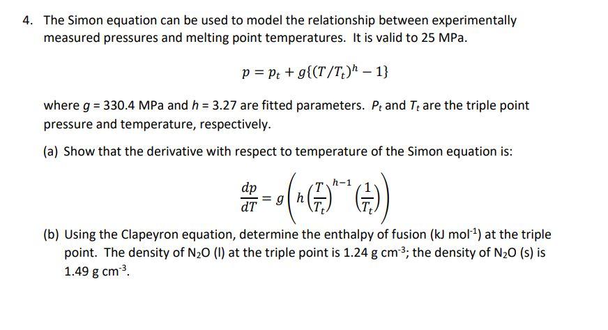 Solved 4. The Simon equation can be used to model the | Chegg.com