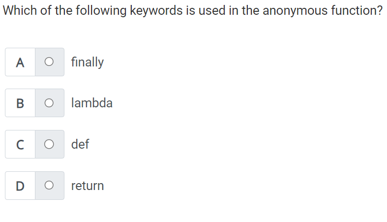 Solved Which of the following keywords is used in the | Chegg.com