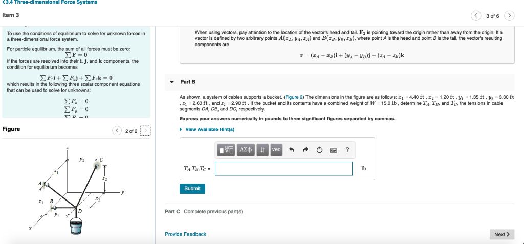Solved 3 4 Three Dimensional Force Systems 3of6 Item 3 When