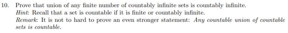 Solved Prove that union of any finite number of countably | Chegg.com