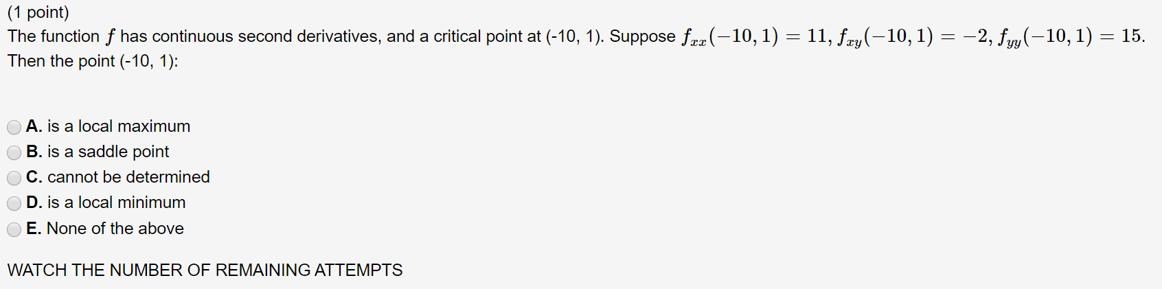 Solved (1 point) The function f has continuous second | Chegg.com