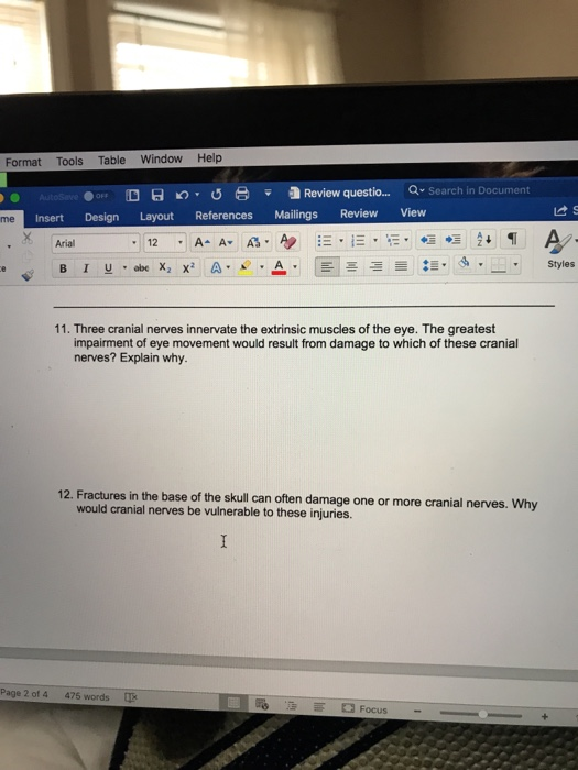 Solved Format Tools Table Window Help Review questio | Chegg.com