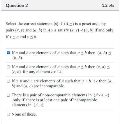 Solved Select the correct statement(s) if (A,ϱ) is a poset | Chegg.com