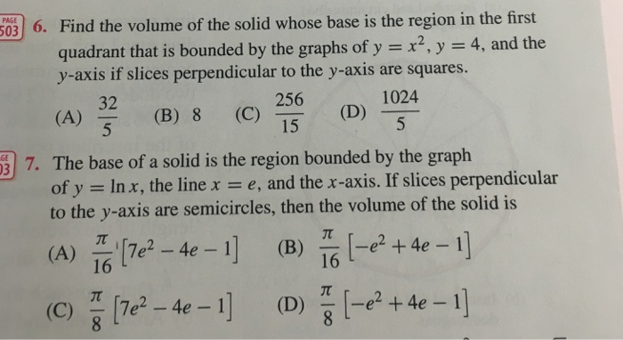 Solved 5036. Find the volume of the solid whose base is the | Chegg.com