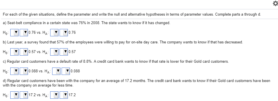 Solved For each of the given situations, define the | Chegg.com