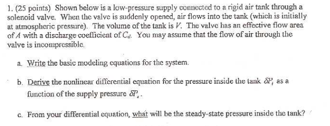 Solved 1. (25 points) Shown below is a low-pressure supply | Chegg.com