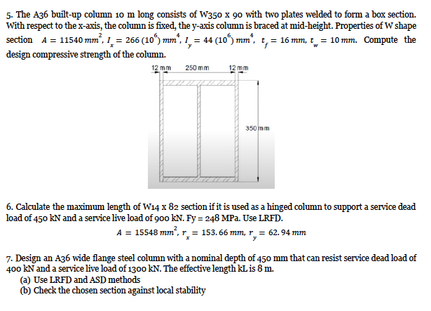 Solved The A36 ﻿built-up column 10 ﻿m long consists of | Chegg.com