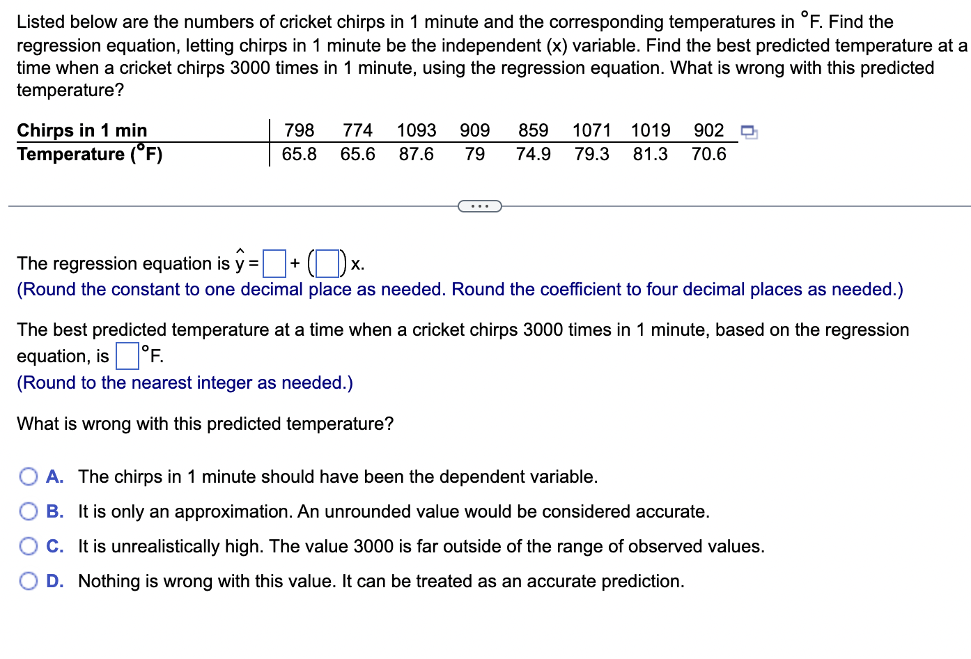 Solved Listed below are the numbers of cricket chirps in 1 | Chegg.com