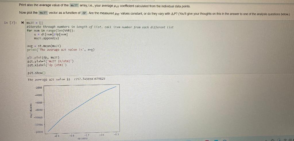 Solved Joule Thomson Lab Analysis 1. Enter your experimental | Chegg.com