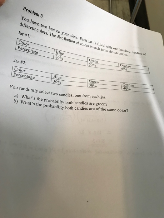 Solved Problem 3. You hav differen Jar #1: e two jars on | Chegg.com