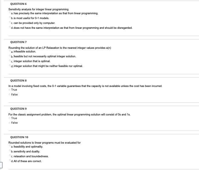 Solved QUESTION Sensitivity analysis for integer linear | Chegg.com