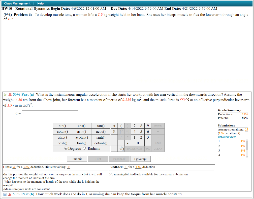 Solved Class Management | Help HW10 - Rotational Dynamics | Chegg.com