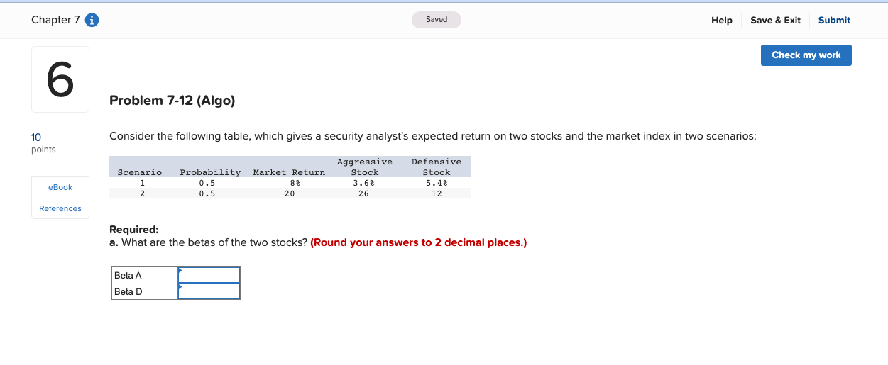 Solved Chapter 7 A Saved Help Save & Exit Submit Check my | Chegg.com