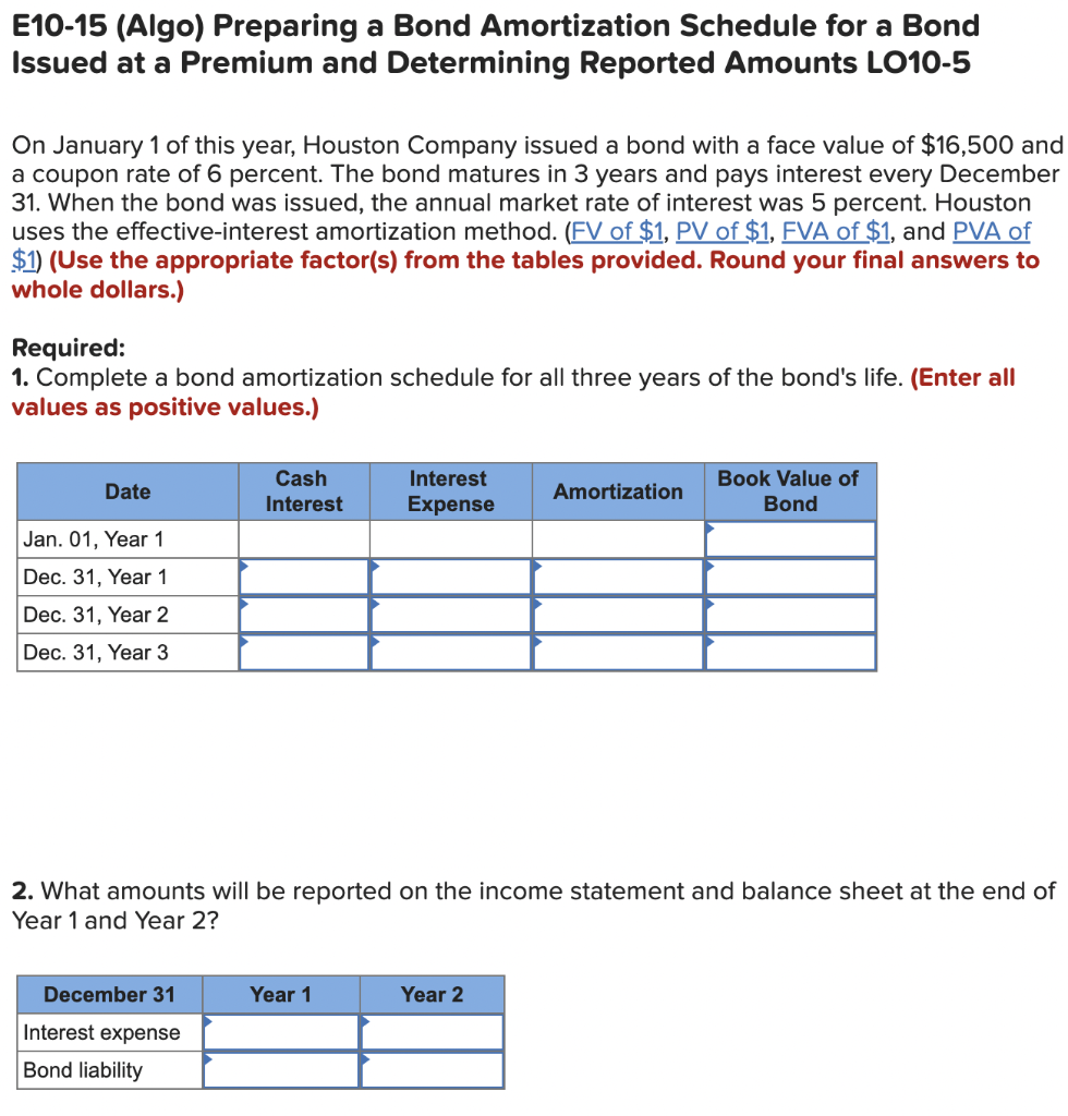 Solved E10-15 (Algo) Preparing a Bond Amortization Schedule | Chegg.com