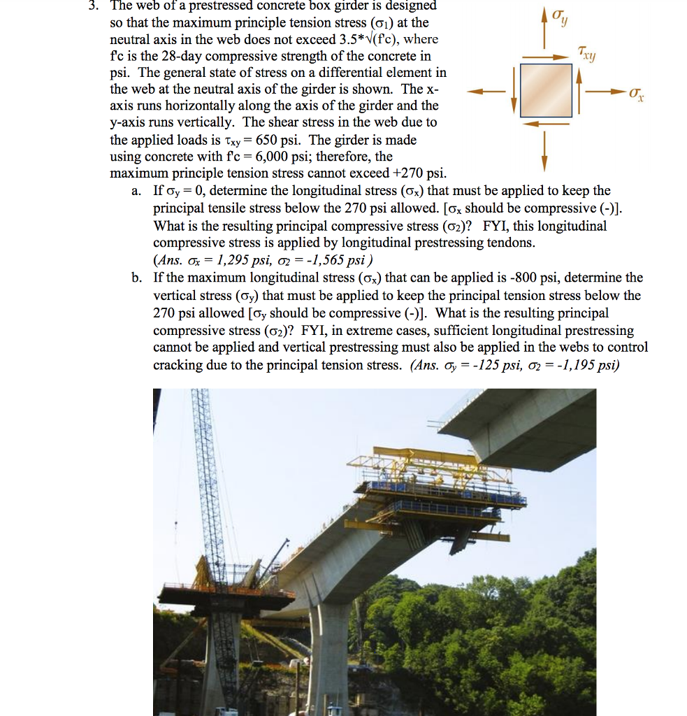 Solved 3. The web of a prestressed concrete box girder is | Chegg.com