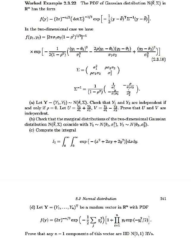 Solved Worked Example 2.3.22 The PDF of Gaussian | Chegg.com