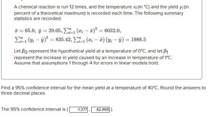 Solved A chemical reaction is run 12 times, and the | Chegg.com