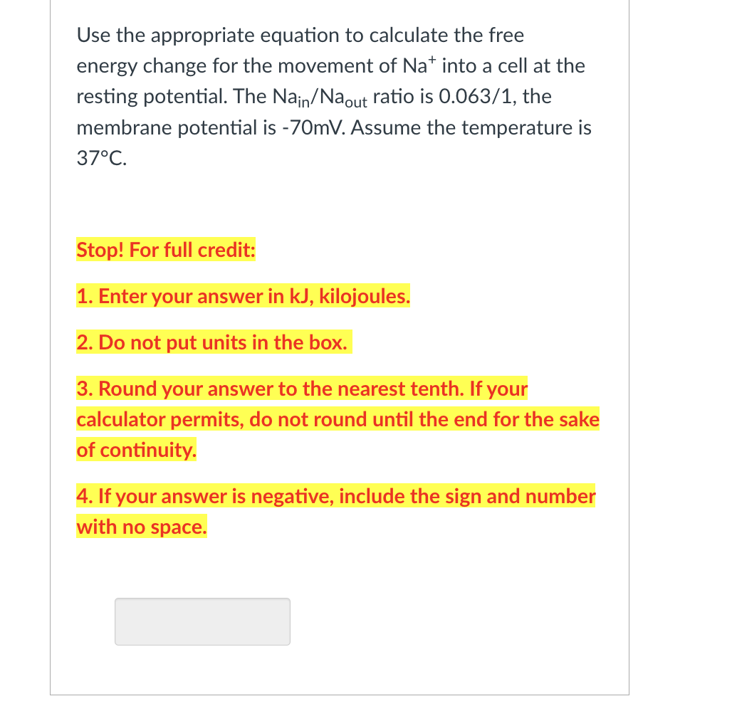 Solved Calculate the membrane potential at 20∘C when a. | Chegg.com