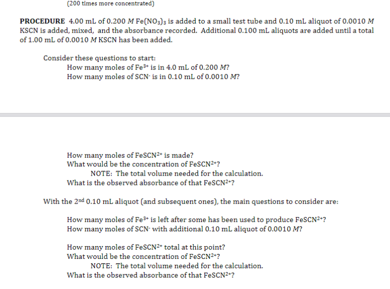 Solved Procedure 4 00 Ml Of 0 200mfe No3 3 Is Added To A